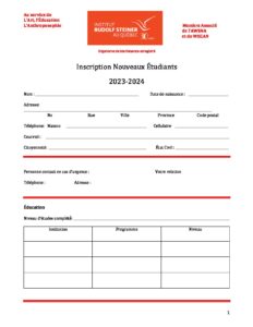 Formulaire-inscription-2023-2024 | Institut Rudolf Steiner au Québec